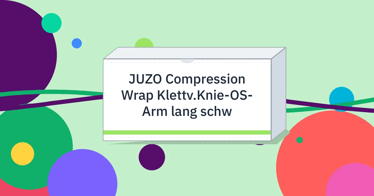 Symbolbild: Packung mit der Aufschrift JUZO Compression Wrap Klettv.Knie-OS-Arm lang schw (PZN 16143865) – Verfügbarkeit und Bezug in Apotheken in Frankfurt am Main