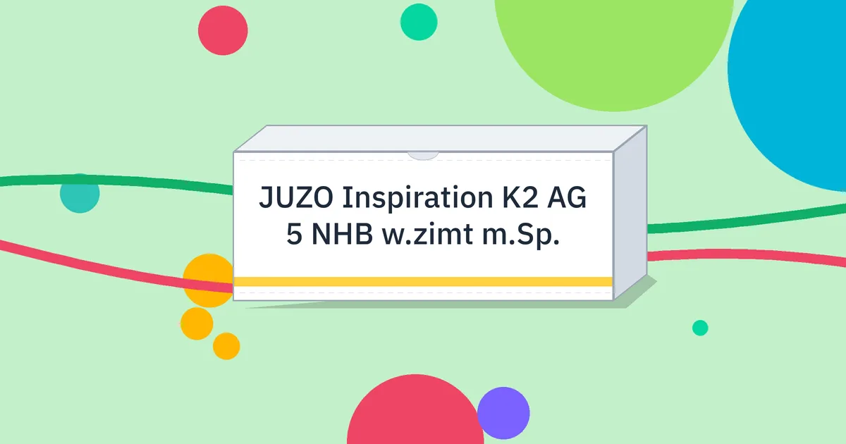 Symbolbild: Packung mit der Aufschrift JUZO Inspiration K2 AG 5 NHB w.zimt m.Sp. (PZN 14946560) – Verfügbarkeit und Bezug in Apotheken in Frankfurt am Main