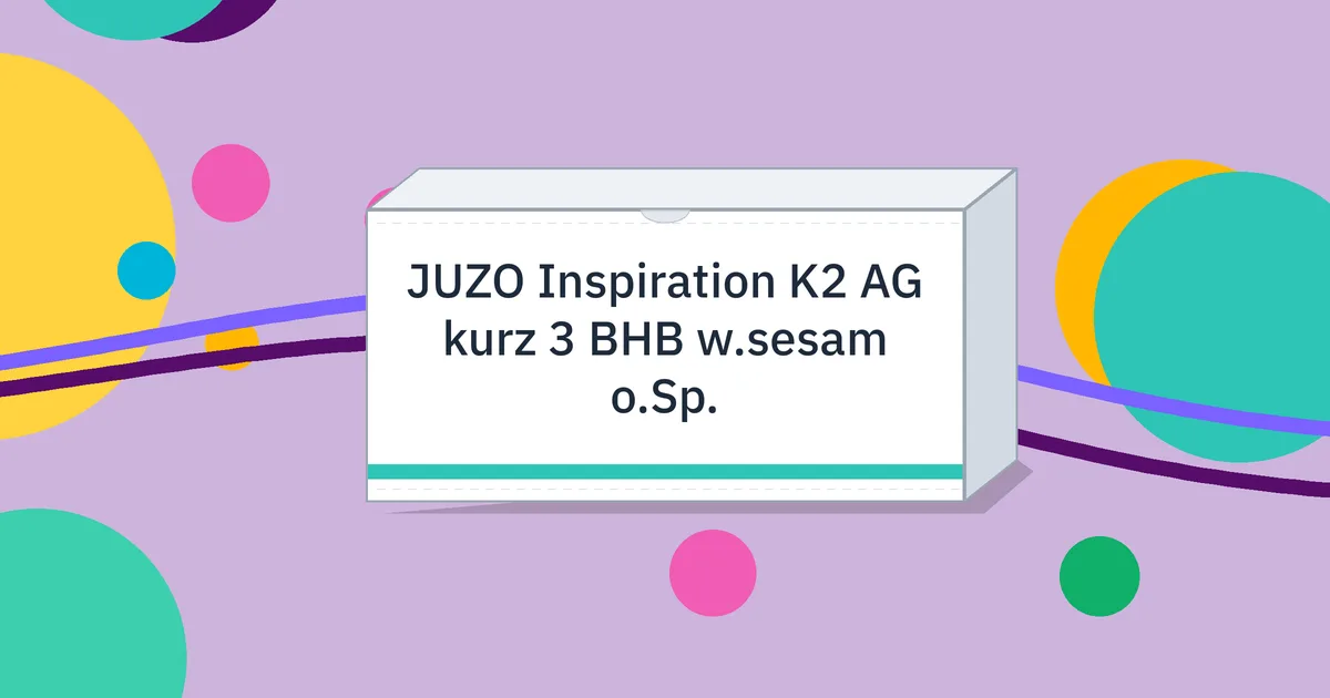 Symbolbild: Packung mit der Aufschrift JUZO Inspiration K2 AG kurz 3 BHB w.sesam o.Sp. (PZN 14850587) – Verfügbarkeit und Bezug in Apotheken in Frankfurt am Main