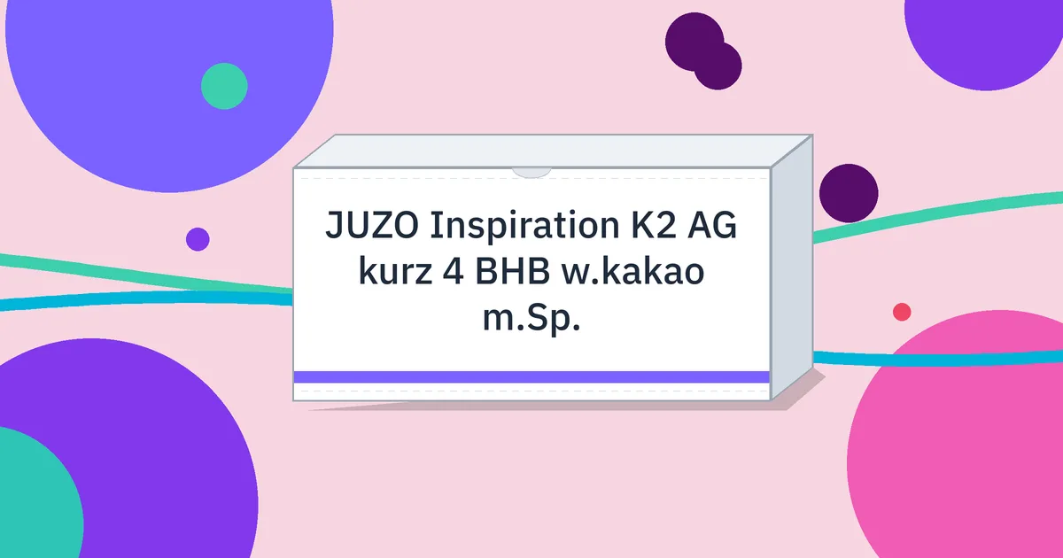 Symbolbild: Packung mit der Aufschrift JUZO Inspiration K2 AG kurz 4 BHB w.kakao m.Sp. (PZN 14850305) – Verfügbarkeit und Bezug in Apotheken in Frankfurt am Main
