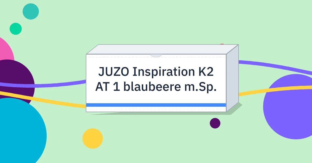 Symbolbild: Packung mit der Aufschrift JUZO Inspiration K2 AT 1 blaubeere m.Sp. (PZN 14926066) – Verfügbarkeit und Bezug in Apotheken in Frankfurt am Main