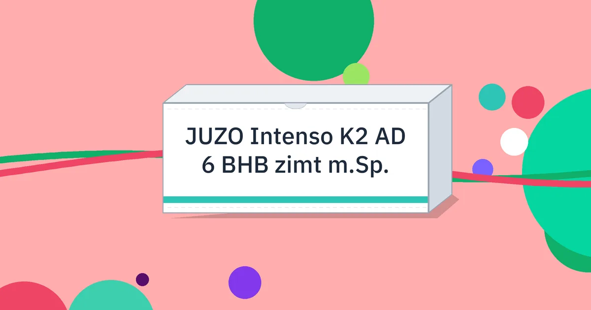 Symbolbild: Packung mit der Aufschrift JUZO Intenso K2 AD 6 BHB zimt m.Sp. (PZN 18613281) – Verfügbarkeit und Bezug in Apotheken in Frankfurt am Main