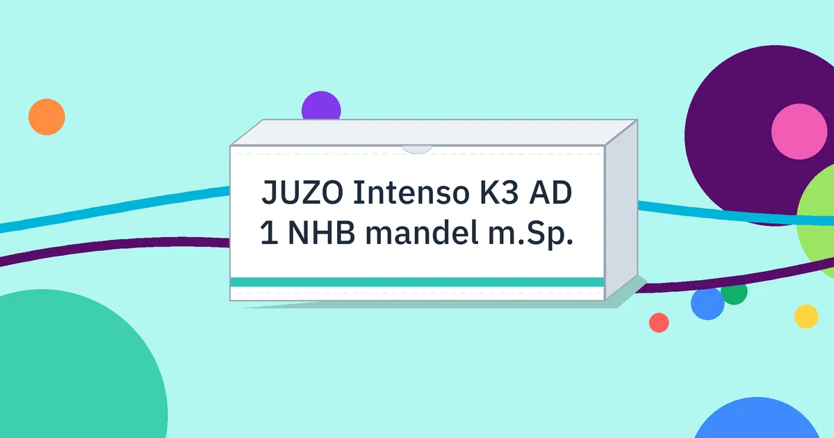 Symbolbild: Packung mit der Aufschrift JUZO Intenso K3 AD 1 NHB mandel m.Sp. (PZN 18631008) – Verfügbarkeit und Bezug in Apotheken in Frankfurt am Main