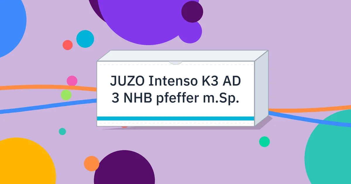 Symbolbild: Packung mit der Aufschrift JUZO Intenso K3 AD 3 NHB pfeffer m.Sp. (PZN 18630747) – Verfügbarkeit und Bezug in Apotheken in Frankfurt am Main