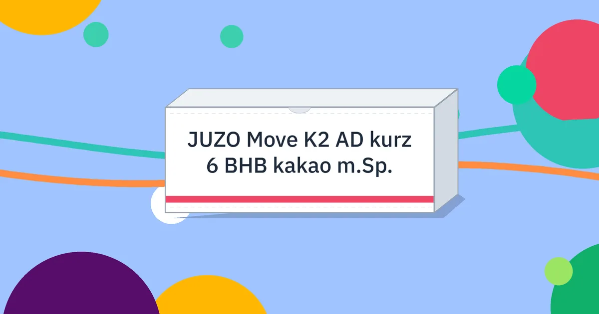 Symbolbild: Packung mit der Aufschrift JUZO Move K2 AD kurz 6 BHB kakao m.Sp. (PZN 18540777) – Verfügbarkeit und Bezug in Apotheken in Frankfurt am Main