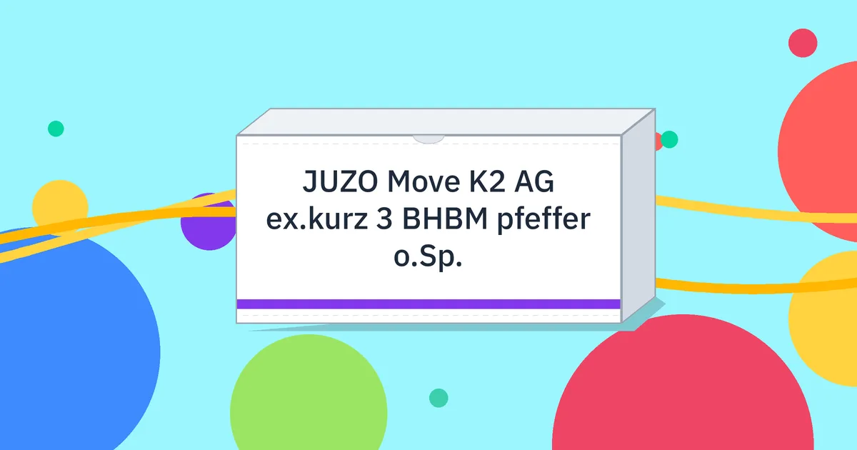 Symbolbild: Packung mit der Aufschrift JUZO Move K2 AG ex.kurz 3 BHBM pfeffer o.Sp. (PZN 16648306) – Verfügbarkeit und Bezug in Apotheken in Frankfurt am Main