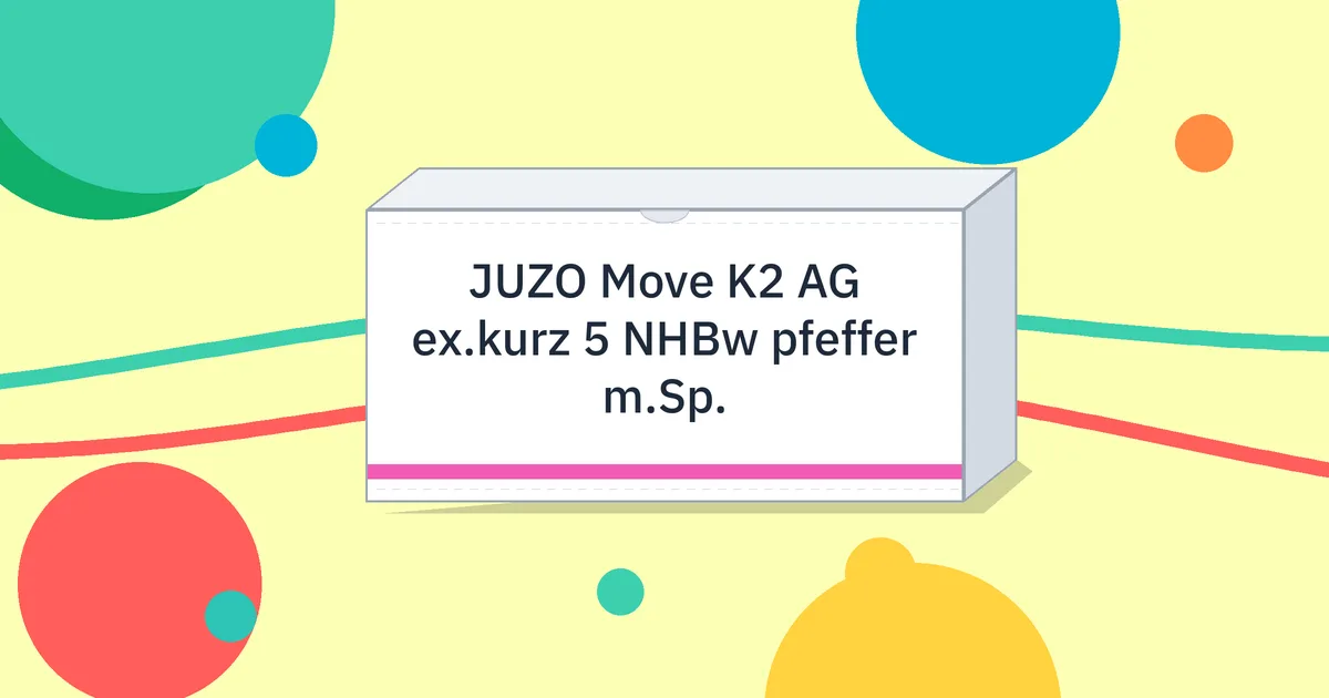 Symbolbild: Packung mit der Aufschrift JUZO Move K2 AG ex.kurz 5 NHBw pfeffer m.Sp. (PZN 16640635) – Verfügbarkeit und Bezug in Apotheken in Frankfurt am Main