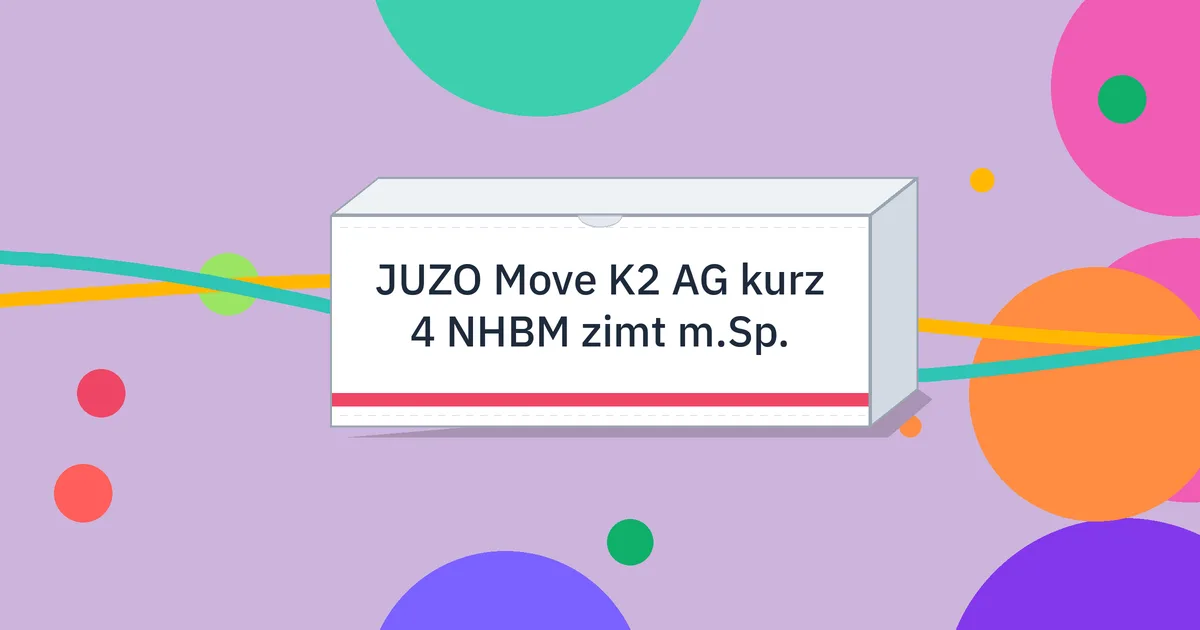 Symbolbild: Packung mit der Aufschrift JUZO Move K2 AG kurz 4 NHBM zimt m.Sp. (PZN 18527280) – Verfügbarkeit und Bezug in Apotheken in Frankfurt am Main
