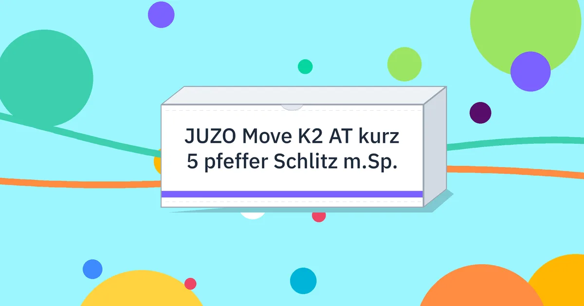 Symbolbild: Packung mit der Aufschrift JUZO Move K2 AT kurz 5 pfeffer Schlitz m.Sp. (PZN 20674769) – Verfügbarkeit und Bezug in Apotheken in Frankfurt am Main