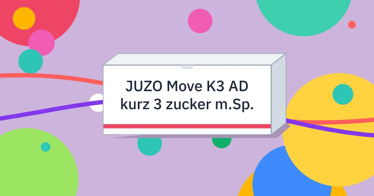 Symbolbild: Packung mit der Aufschrift JUZO Move K3 AD kurz 3 zucker m.Sp. (PZN 18567859) – Verfügbarkeit und Bezug in Apotheken in Frankfurt am Main