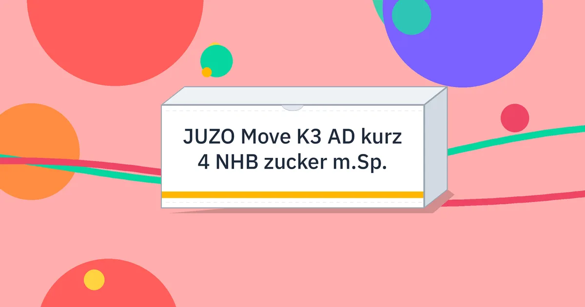 Symbolbild: Packung mit der Aufschrift JUZO Move K3 AD kurz 4 NHB zucker m.Sp. (PZN 18568095) – Verfügbarkeit und Bezug in Apotheken in Frankfurt am Main
