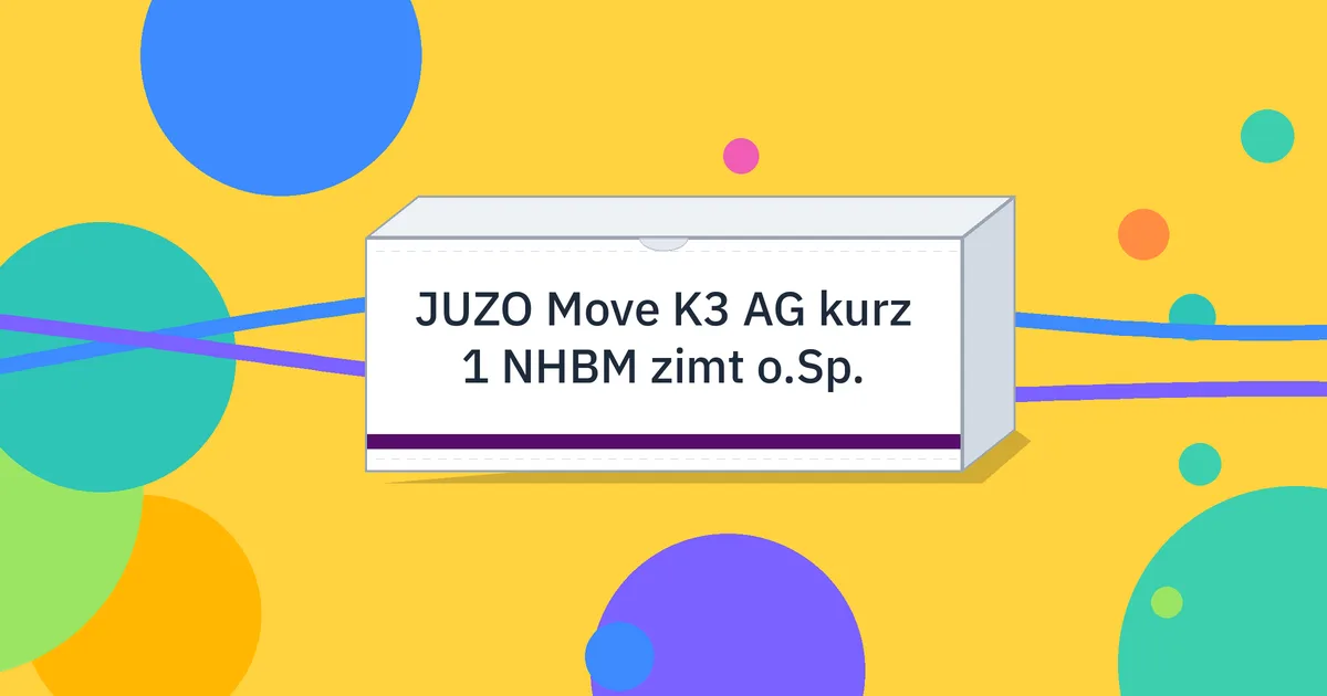 Symbolbild: Packung mit der Aufschrift JUZO Move K3 AG kurz 1 NHBM zimt o.Sp. (PZN 18580653) – Verfügbarkeit und Bezug in Apotheken in Frankfurt am Main