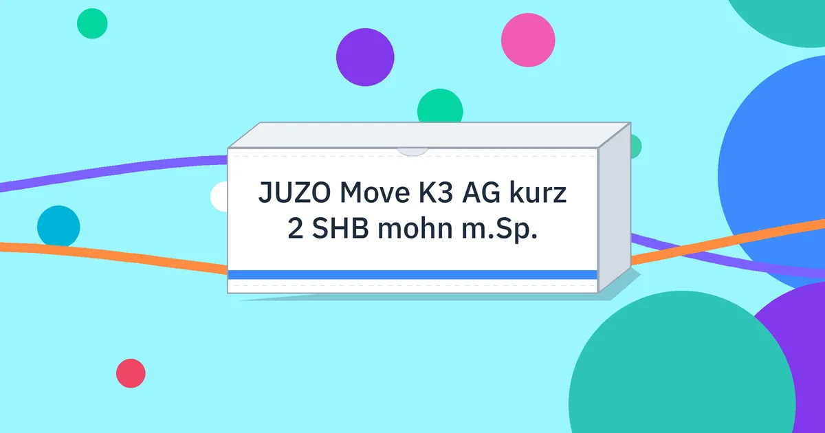 Symbolbild: Packung mit der Aufschrift JUZO Move K3 AG kurz 2 SHB mohn m.Sp. (PZN 18591237) – Verfügbarkeit und Bezug in Apotheken in Frankfurt am Main