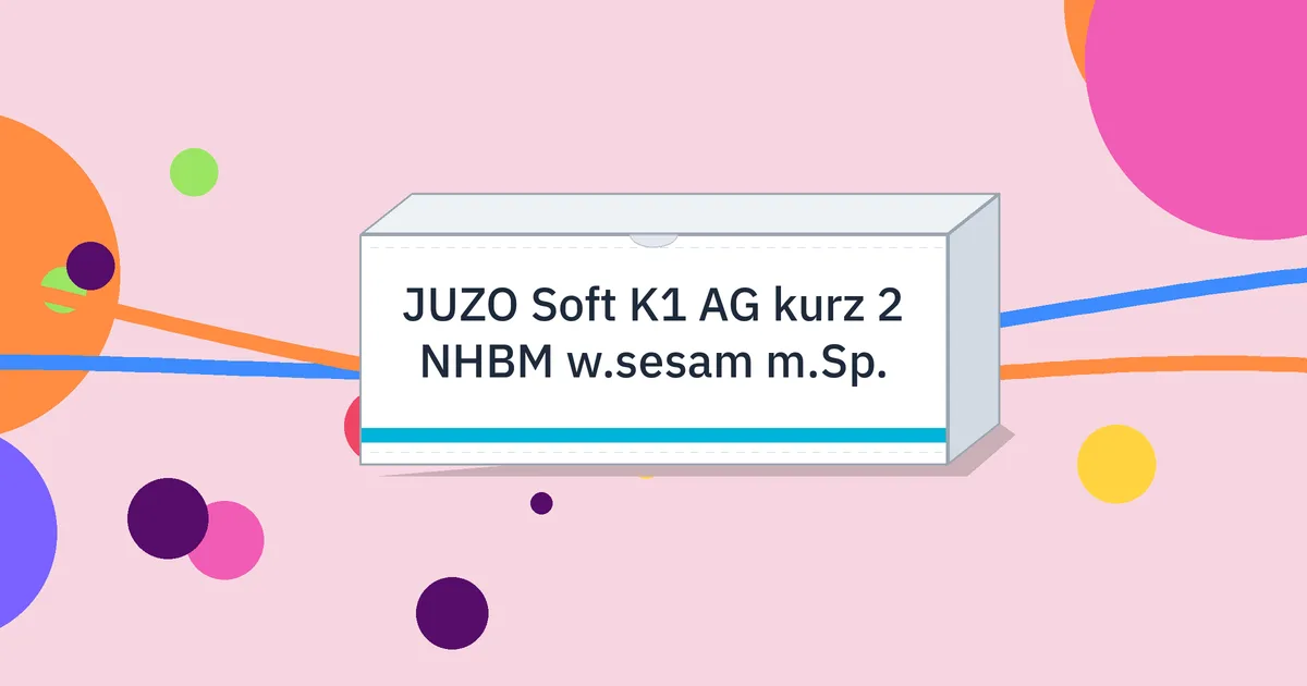 Symbolbild: Packung mit der Aufschrift JUZO Soft K1 AG kurz 2 NHBM w.sesam m.Sp. (PZN 15016053) – Verfügbarkeit und Bezug in Apotheken in Frankfurt am Main