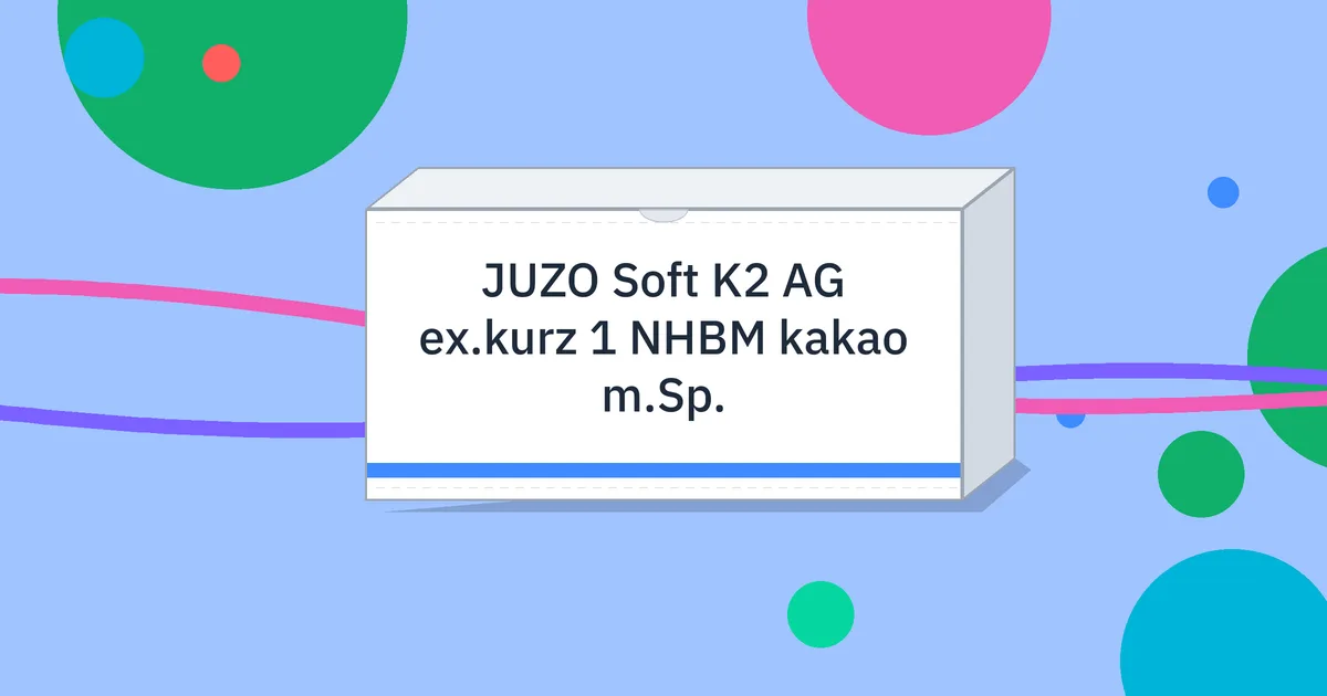 Symbolbild: Packung mit der Aufschrift JUZO Soft K2 AG ex.kurz 1 NHBM kakao m.Sp. (PZN 15021261) – Verfügbarkeit und Bezug in Apotheken in Frankfurt am Main