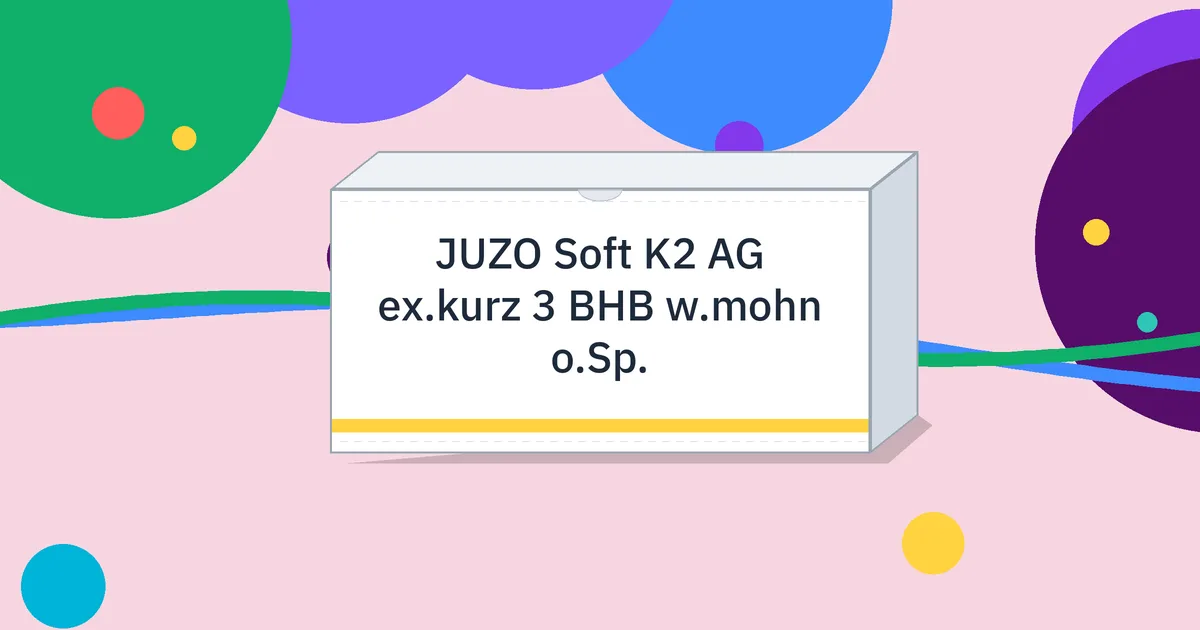 Symbolbild: Packung mit der Aufschrift JUZO Soft K2 AG ex.kurz 3 BHB w.mohn o.Sp. (PZN 14844291) – Verfügbarkeit und Bezug in Apotheken in Frankfurt am Main