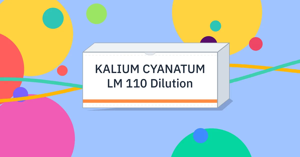 Symbolbild: Packung mit der Aufschrift KALIUM CYANATUM LM 110 Dilution (PZN 12920898) – Verfügbarkeit und Bezug in Apotheken in Frankfurt am Main