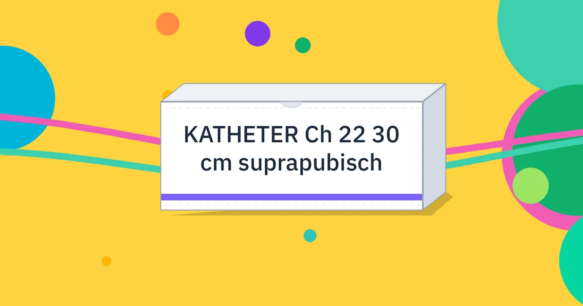 Symbolbild: Packung mit der Aufschrift KATHETER Ch 22 30 cm suprapubisch (PZN 01465095) – Verfügbarkeit und Bezug in Apotheken in Frankfurt am Main