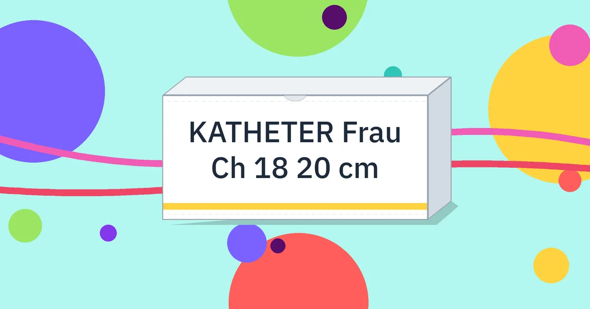 Symbolbild: Packung mit der Aufschrift KATHETER Frau Ch 18 20 cm (PZN 07489984) – Verfügbarkeit und Bezug in Apotheken in Frankfurt am Main