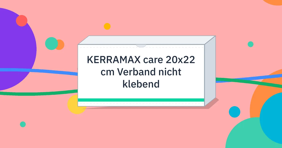 Symbolbild: Packung mit der Aufschrift KERRAMAX care 20x22 cm Verband nicht klebend (PZN 10001360) – Verfügbarkeit und Bezug in Apotheken in Frankfurt am Main