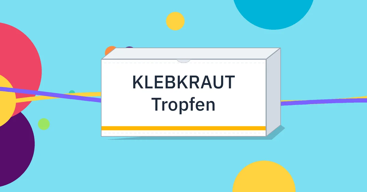 Symbolbild: Packung mit der Aufschrift KLEBKRAUT Tropfen (PZN 19338865) – Verfügbarkeit und Bezug in Apotheken in Frankfurt am Main