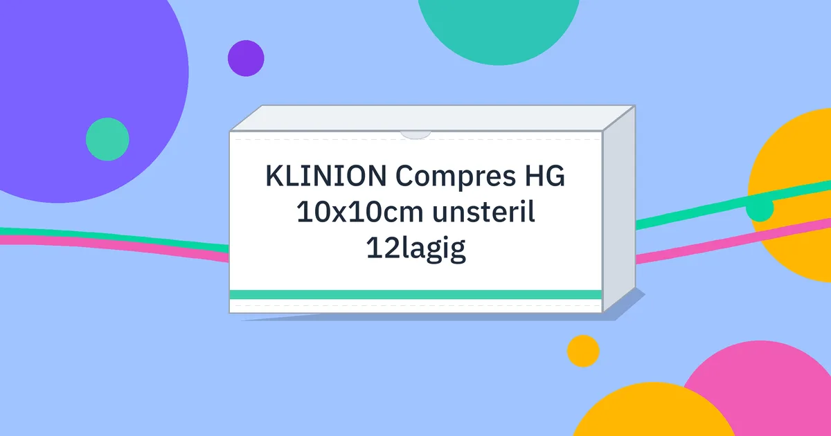 Symbolbild: Packung mit der Aufschrift KLINION Compres HG 10x10cm unsteril 12lagig (PZN 15878777) – Verfügbarkeit und Bezug in Apotheken in Frankfurt am Main