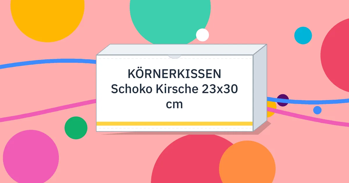 Symbolbild: Packung mit der Aufschrift KÖRNERKISSEN Schoko Kirsche 23x30 cm (PZN 01823896) – Verfügbarkeit und Bezug in Apotheken in Frankfurt am Main