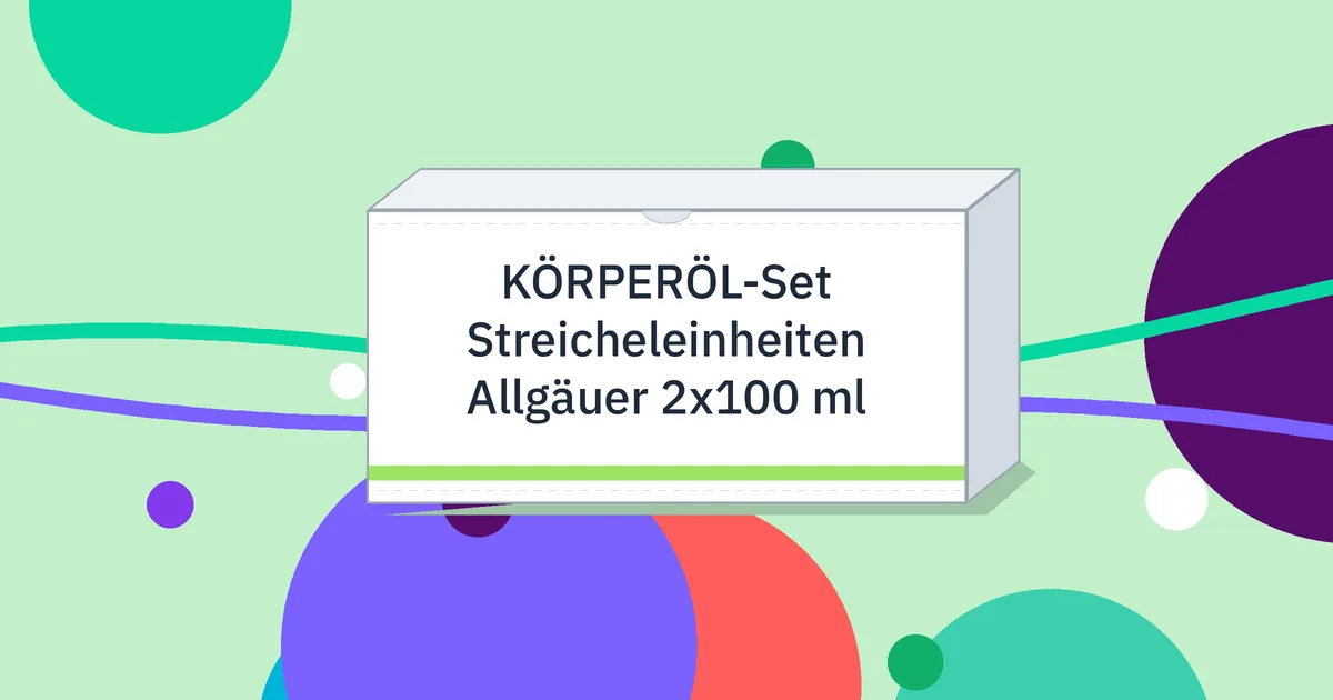 Symbolbild: Packung mit der Aufschrift KÖRPERÖL-Set Streicheleinheiten Allgäuer 2x100 ml (PZN 17169513) – Verfügbarkeit und Bezug in Apotheken in Frankfurt am Main
