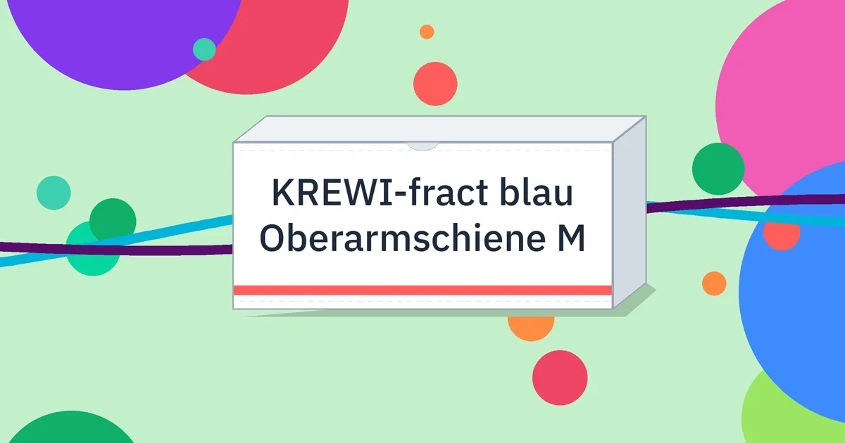 Symbolbild: Packung mit der Aufschrift KREWI-fract blau Oberarmschiene M (PZN 17299641) – Verfügbarkeit und Bezug in Apotheken in Frankfurt am Main