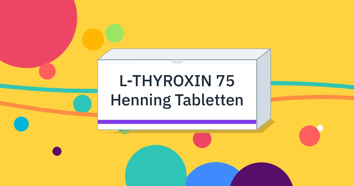 Symbolbild: Packung mit der Aufschrift L-THYROXIN 75 Henning Tabletten (PZN 02532735) – Verfügbarkeit und Bezug in Apotheken in Frankfurt am Main