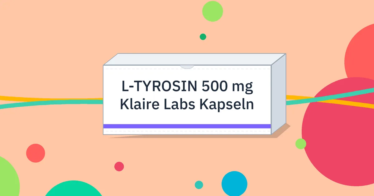 Symbolbild: Packung mit der Aufschrift L-TYROSIN 500 mg Klaire Labs Kapseln (PZN 17927327) – Verfügbarkeit und Bezug in Apotheken in Frankfurt am Main