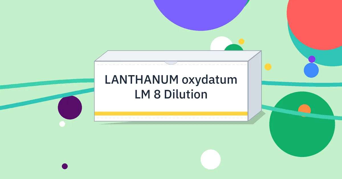 Symbolbild: Packung mit der Aufschrift LANTHANUM oxydatum LM 8 Dilution (PZN 13522160) – Verfügbarkeit und Bezug in Apotheken in Frankfurt am Main