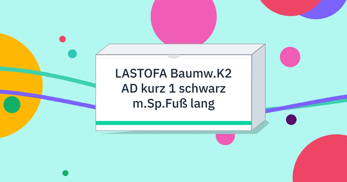 Symbolbild: Packung mit der Aufschrift LASTOFA Baumw.K2 AD kurz 1 schwarz m.Sp.Fuß lang (PZN 01944921) – Verfügbarkeit und Bezug in Apotheken in Frankfurt am Main