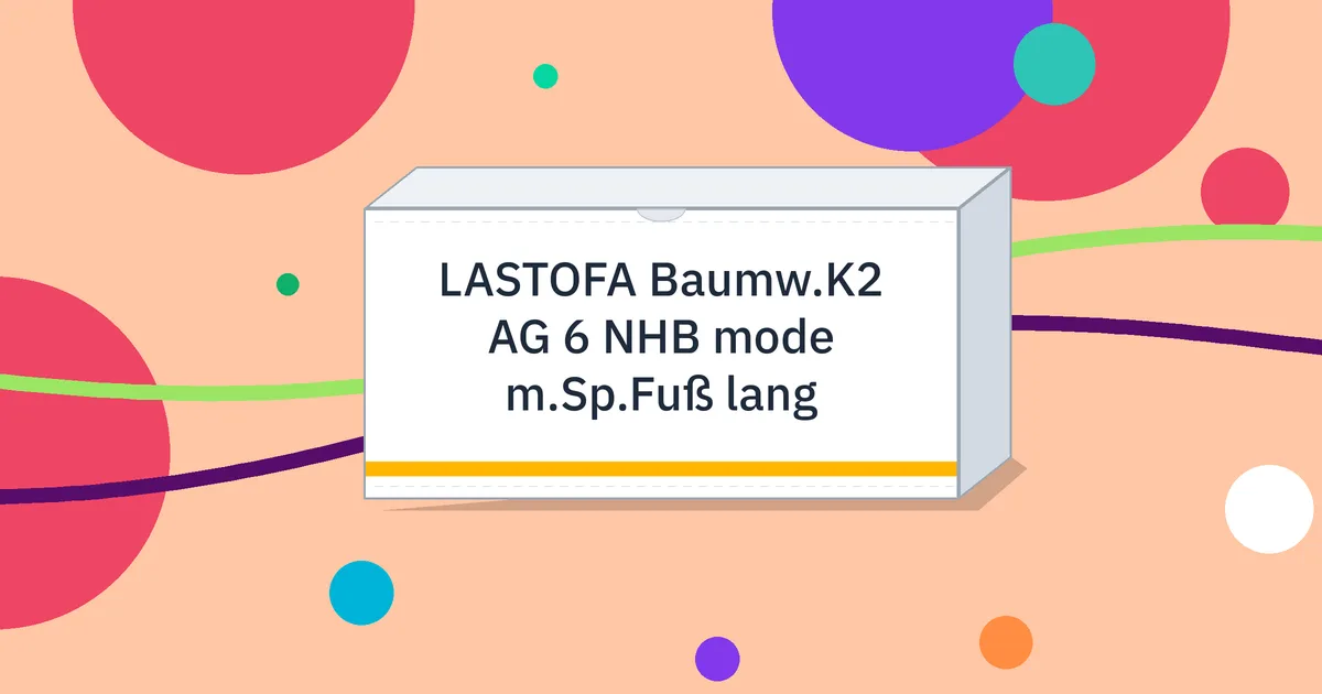 Symbolbild: Packung mit der Aufschrift LASTOFA Baumw.K2 AG 6 NHB mode m.Sp.Fuß lang (PZN 01946423) – Verfügbarkeit und Bezug in Apotheken in Frankfurt am Main