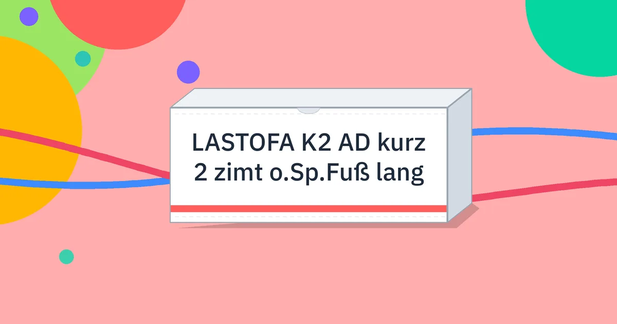 Symbolbild: Packung mit der Aufschrift LASTOFA K2 AD kurz 2 zimt o.Sp.Fuß lang (PZN 14147126) – Verfügbarkeit und Bezug in Apotheken in Frankfurt am Main