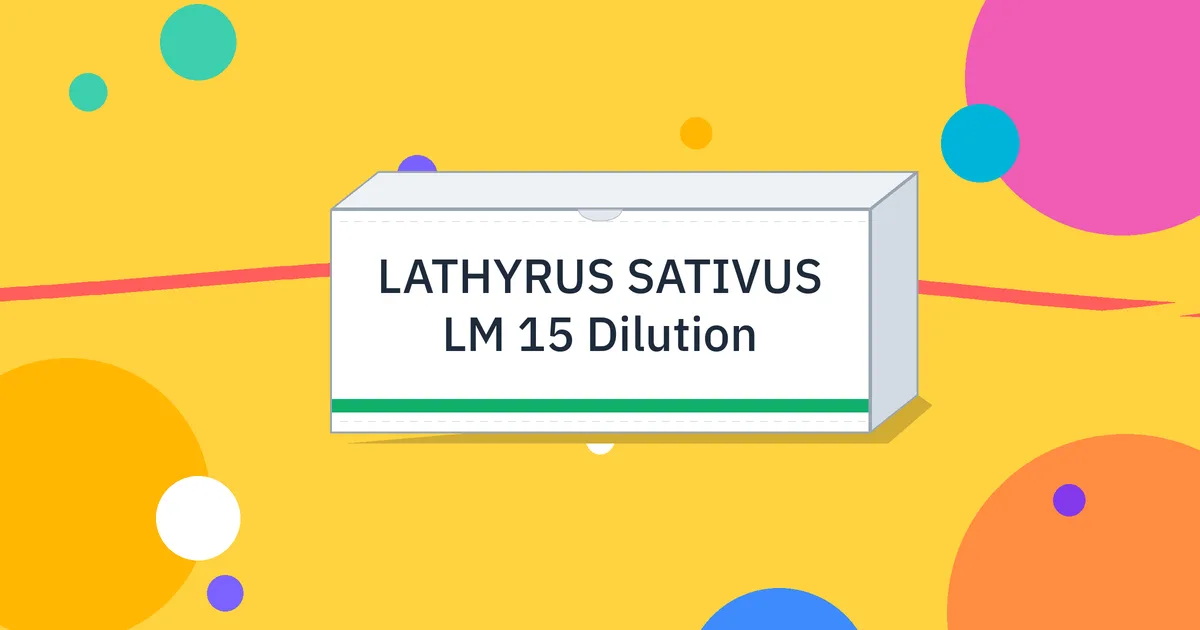Symbolbild: Packung mit der Aufschrift LATHYRUS SATIVUS LM 15 Dilution (PZN 13523610) – Verfügbarkeit und Bezug in Apotheken in Frankfurt am Main