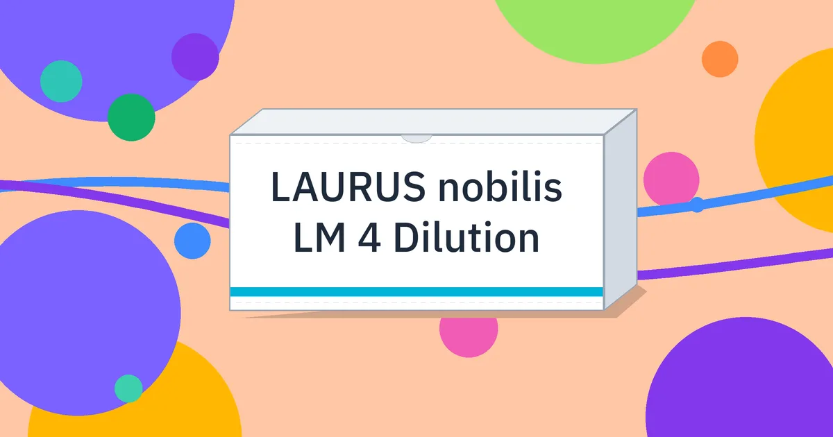 Symbolbild: Packung mit der Aufschrift LAURUS nobilis LM 4 Dilution (PZN 13524414) – Verfügbarkeit und Bezug in Apotheken in Frankfurt am Main