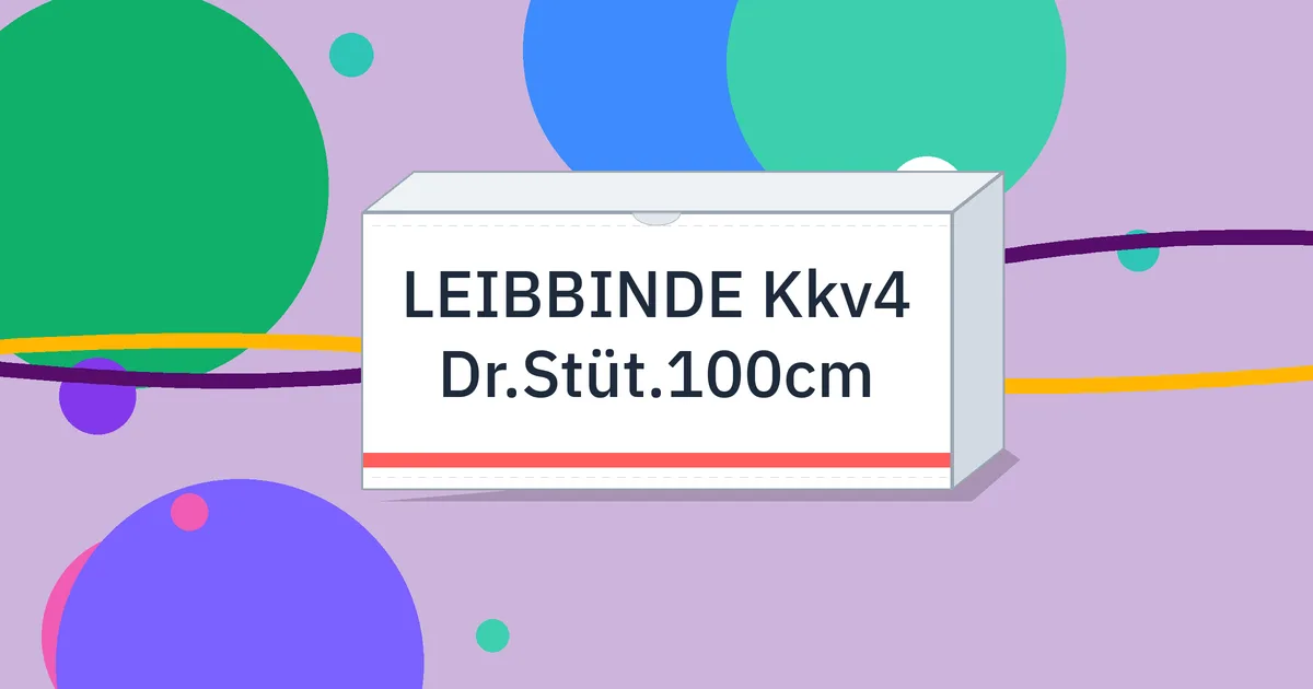Symbolbild: Packung mit der Aufschrift LEIBBINDE Kkv4 Dr.Stüt.100cm (PZN 01732076) – Verfügbarkeit und Bezug in Apotheken in Frankfurt am Main