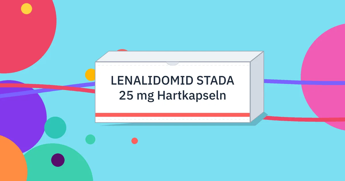 Symbolbild: Packung mit der Aufschrift LENALIDOMID STADA 25 mg Hartkapseln (PZN 17168301) – Verfügbarkeit und Bezug in Apotheken in Frankfurt am Main