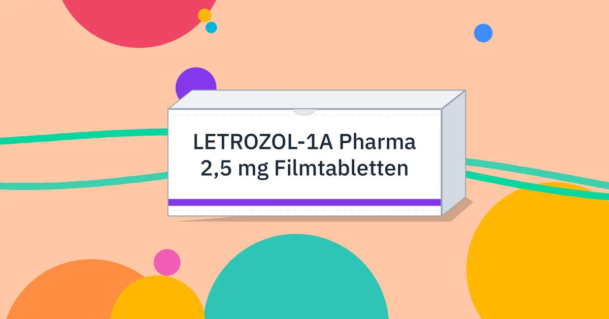 Symbolbild: Packung mit der Aufschrift LETROZOL-1A Pharma 2,5 mg Filmtabletten (PZN 18220877) – Verfügbarkeit und Bezug in Apotheken in Frankfurt am Main