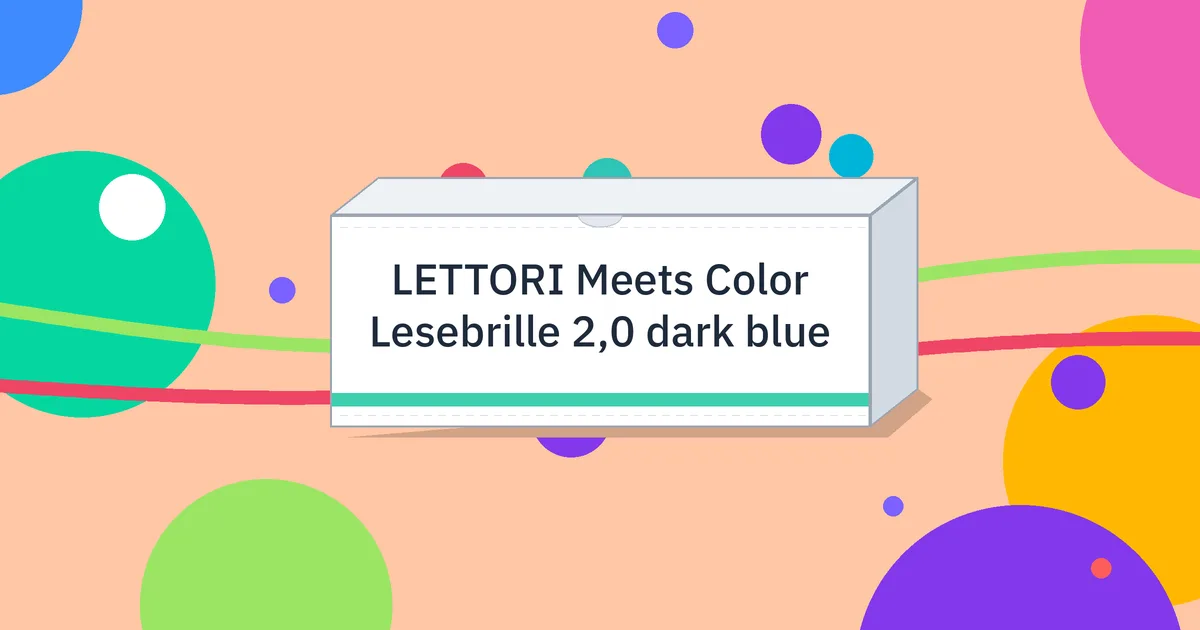 Symbolbild: Packung mit der Aufschrift LETTORI Meets Color Lesebrille 2,0 dark blue (PZN 11141896) – Verfügbarkeit und Bezug in Apotheken in Frankfurt am Main
