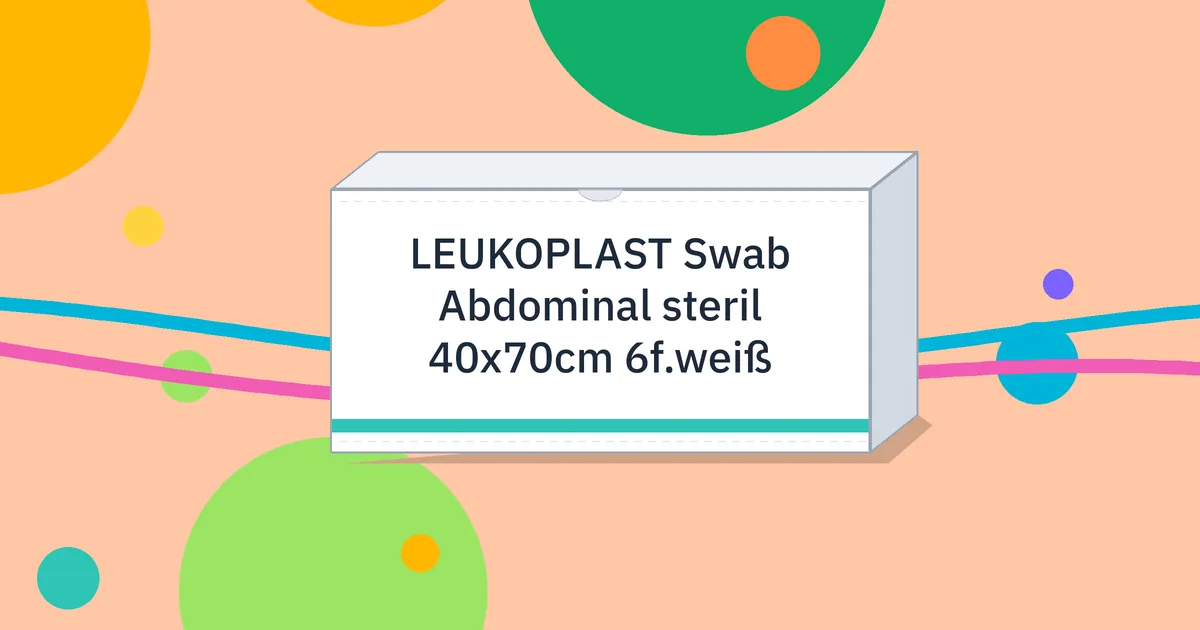 Symbolbild: Packung mit der Aufschrift LEUKOPLAST Swab Abdominal steril 40x70cm 6f.weiß (PZN 17208839) – Verfügbarkeit und Bezug in Apotheken in Frankfurt am Main