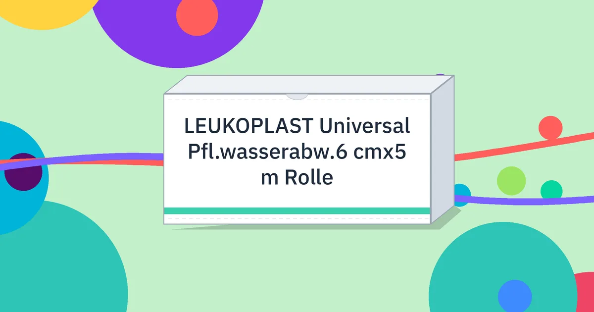Symbolbild: Packung mit der Aufschrift LEUKOPLAST Universal Pfl.wasserabw.6 cmx5 m Rolle (PZN 13838319) – Verfügbarkeit und Bezug in Apotheken in Frankfurt am Main