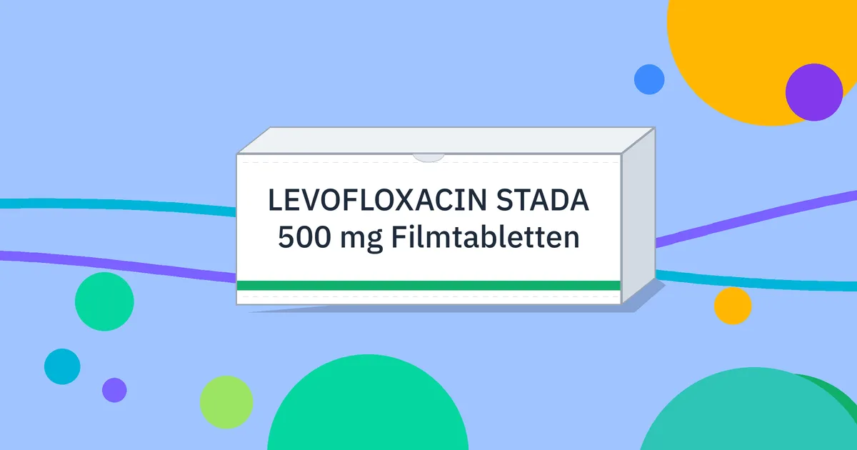 Symbolbild: Packung mit der Aufschrift LEVOFLOXACIN STADA 500 mg Filmtabletten (PZN 06120805) – Verfügbarkeit und Bezug in Apotheken in Frankfurt am Main
