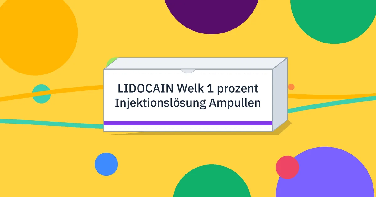 Symbolbild: Packung mit der Aufschrift LIDOCAIN Welk 1 prozent Injektionslösung Ampullen (PZN 03463002) – Verfügbarkeit und Bezug in Apotheken in Frankfurt am Main