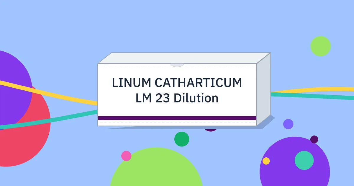 Symbolbild: Packung mit der Aufschrift LINUM CATHARTICUM LM 23 Dilution (PZN 13530231) – Verfügbarkeit und Bezug in Apotheken in Frankfurt am Main