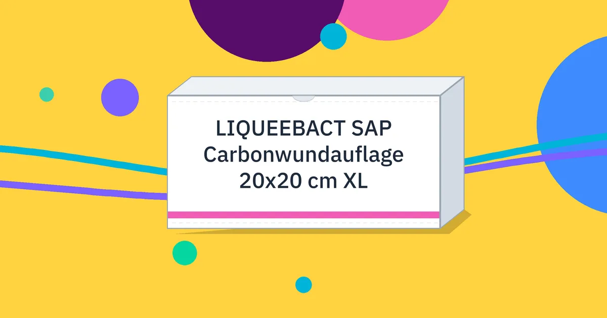 Symbolbild: Packung mit der Aufschrift LIQUEEBACT SAP Carbonwundauflage 20x20 cm XL (PZN 18791551) – Verfügbarkeit und Bezug in Apotheken in Frankfurt am Main