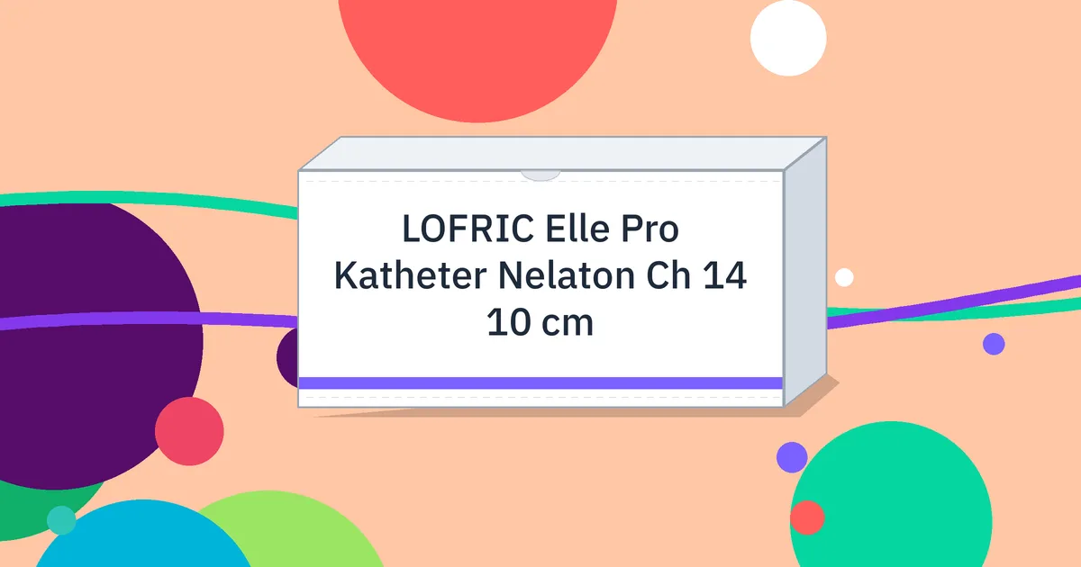 Symbolbild: Packung mit der Aufschrift LOFRIC Elle Pro Katheter Nelaton Ch 14 10 cm (PZN 20636220) – Verfügbarkeit und Bezug in Apotheken in Frankfurt am Main
