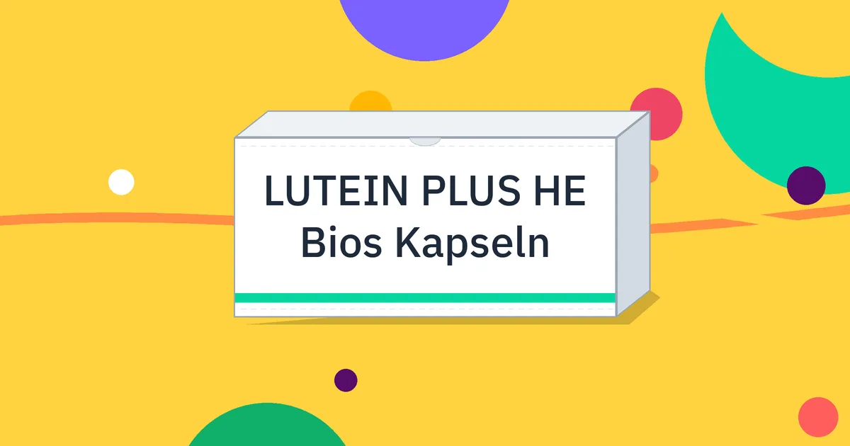Symbolbild: Packung mit der Aufschrift LUTEIN PLUS HE Bios Kapseln (PZN 01329831) – Verfügbarkeit und Bezug in Apotheken in Frankfurt am Main