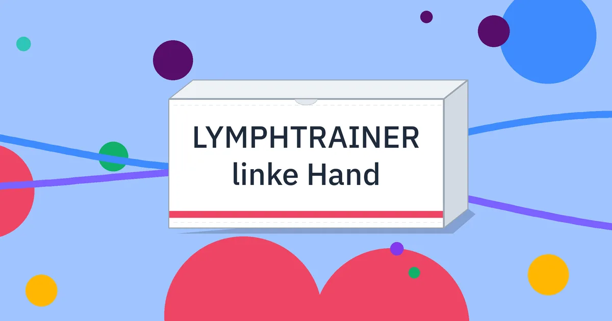 Symbolbild: Packung mit der Aufschrift LYMPHTRAINER linke Hand (PZN 05452563) – Verfügbarkeit und Bezug in Apotheken in Frankfurt am Main